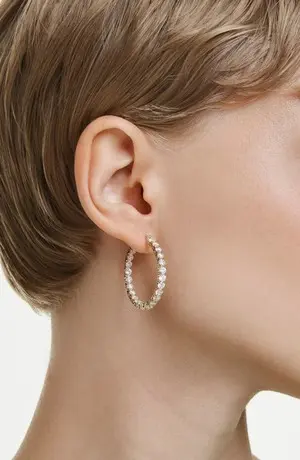 SWAROVSKI Matrix Tennis Hoop Earrings - Shiny White/gold
