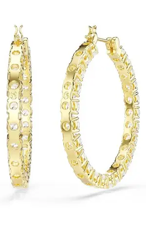 SWAROVSKI Matrix Tennis Hoop Earrings - Shiny White/gold