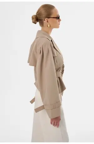 LAMARQUE Cropped Trench Coat - Khaki
