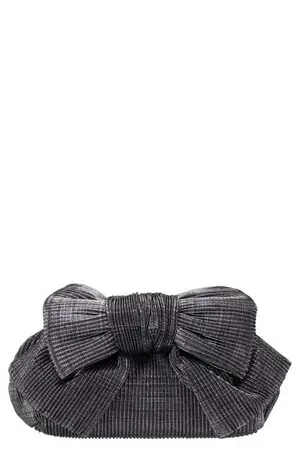 Nina Pleated Bow Clutch - Gunmetal