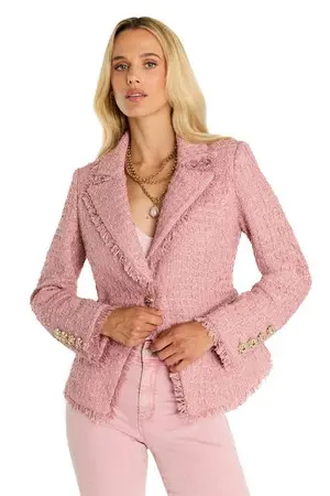 THE NOLI SHOP Giselle Single Breasted Tweed Blazer - Blush