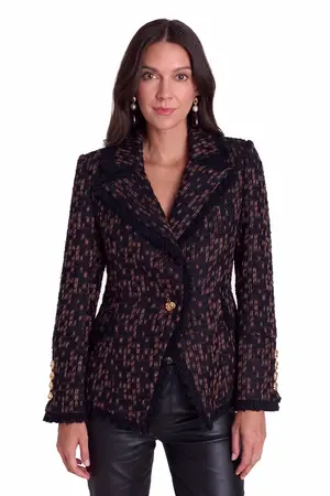 THE NOLI SHOP Giselle Single-breasted Tweed Blazer - Java Multi
