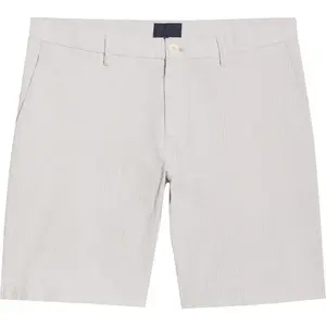 DEKE Galaxy Bermuda Flat Front Stretch Cotton Seersucker Shorts - Sand