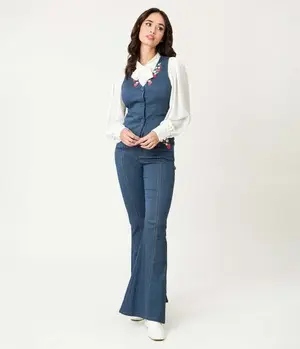 Unique Vintage 1940s Embroidered Button-up Vest