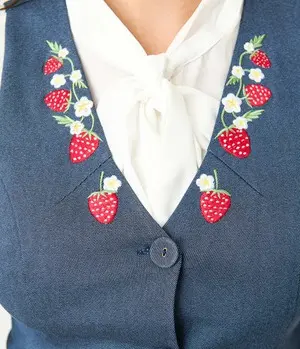 Unique Vintage 1940s Embroidered Button-up Vest