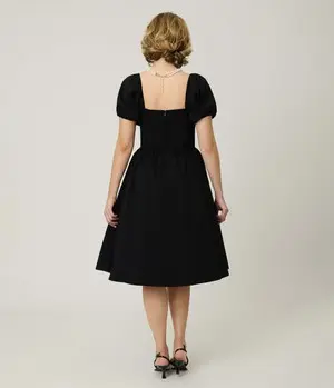 Unique Vintage Sweetheart Puff Sleeve Swing Dress