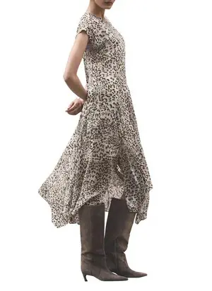 Mint Velvet Leopard Print Cap Sleeve Midi Dress