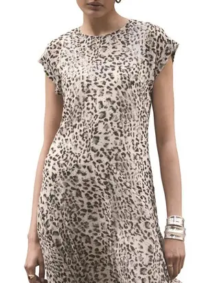 Mint Velvet Leopard Print Cap Sleeve Midi Dress