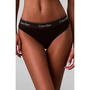 Calvin Klein Icon Cotton Blend Thong - Argyle 25 Small Black