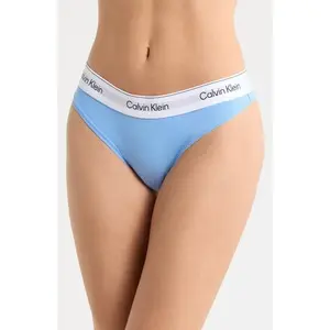 Calvin Klein Icon Cotton Blend Thong - Blue Descent