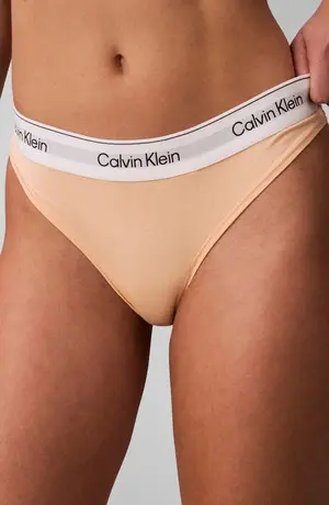 Calvin Klein Icon Cotton Blend Thong - Peach Bliss