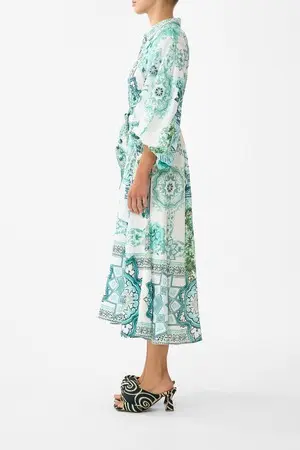 Camilla Waist Tie Shirt Dress With Bubble Sleeve - Balearic Bebé