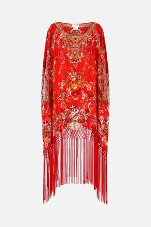 Camilla Short Round Neck Kaftan With Fringing - Olé Olé