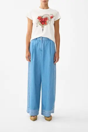 Camilla Slim Fit Round Neck T-shirt With Crystal Embellishment