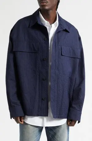 Balmain Monogram Cotton Jacquard Button-up Shirt
