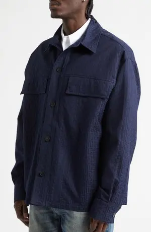 Balmain Monogram Cotton Jacquard Button-up Shirt