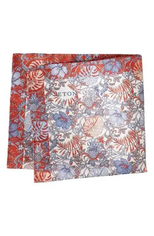 Eton Red Tropical Oxford Silk Pocket Square - Medium Red