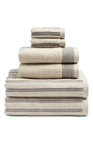 Nordstrom Mixed Stripe 6-piece Cotton Towel Set - Beige Oatmeal Multi