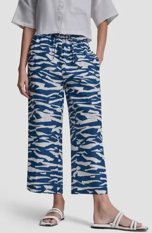 Dkny Printed Linen Drawstring Pants - Tidal Break