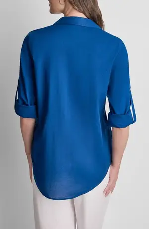 Dkny Short Sleeve Roll Tab Shirt - Cobalt