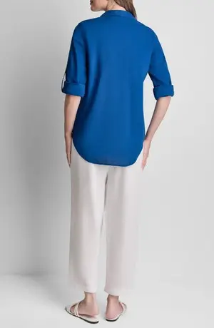 Dkny Short Sleeve Roll Tab Shirt - Cobalt