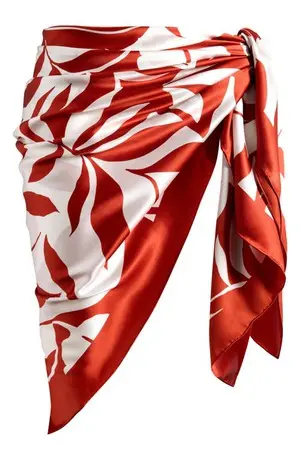 Max Mara Beach Foam Leaf Print Silk Scarf