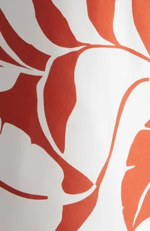 Max Mara Beachwear Foam Leaf Print Silk Scarf - Coral