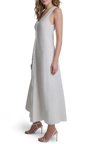 Dkny Fray Linen Dress - White
