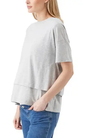 RIPE MATERNITY Claud Nursing Tee - Grey Marle