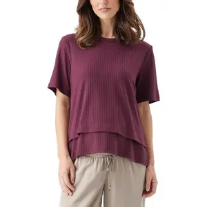 RIPE MATERNITY Mike Ribbed Nursing Top - Maroon