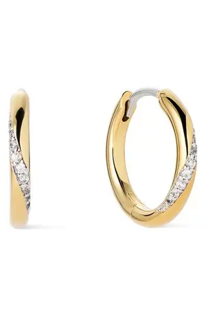 ANA LUISA Kira Slim Pavé Hoop Earrings - Gold/clear