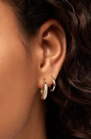 ANA LUISA Kira Slim Pavé Hoop Earrings