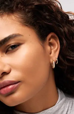 ANA LUISA Kira Slim Pavé Hoop Earrings