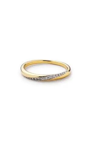 ANA LUISA Kira Pavé Band Ring - Gold/clear