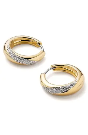 ANA LUISA Kira Bold Pavé Hoop Earrings - Gold/clear