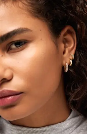 ANA LUISA Kira Bold Pavé Hoop Earrings - Gold/clear