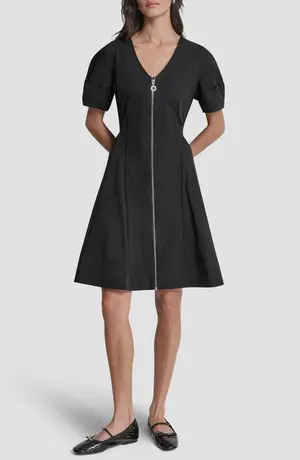 Dkny Poplin Fit & Flare Dress - Black