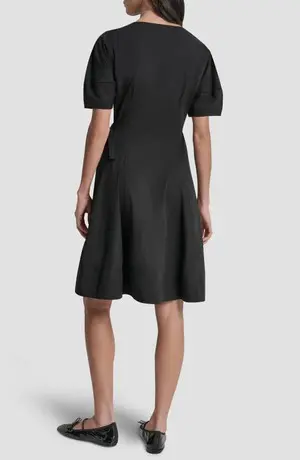 Dkny Poplin Fit & Flare Dress - Black