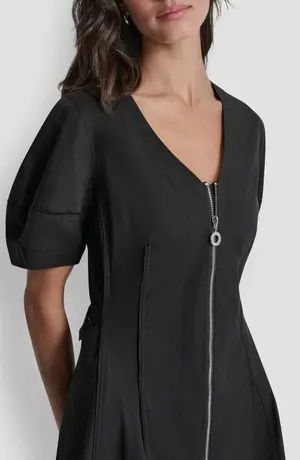 Dkny Poplin Fit & Flare Dress - Black