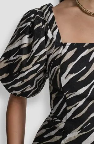 Dkny Zebra Print Puff Sleeve Minidress
