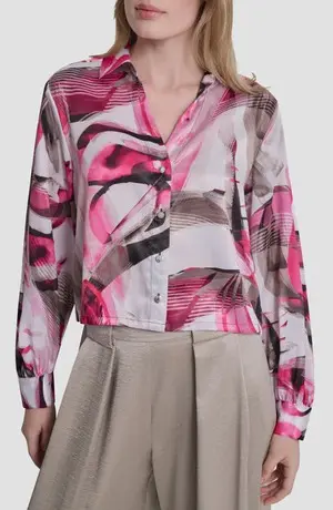 Dkny Satin Button-up Shirt - Spring Wisps