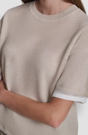 Dkny Boxy Mesh Overlay Top