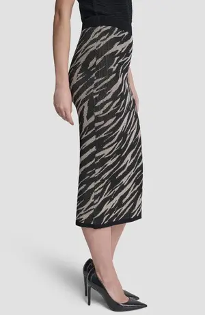 Dkny Jacquard Stitch Zebra Print Pencil Skirt