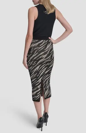 Dkny Jacquard Stitch Zebra Print Pencil Skirt