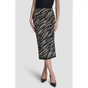 Dkny Jacquard Stitch Zebra Print Pencil Skirt - Concrete Animal