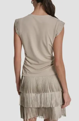 Dkny Grommet Trim Ponte Knit Top