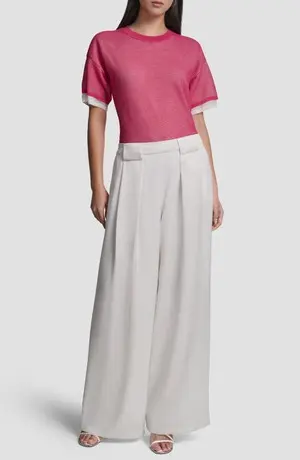 Dkny Pleated Wide-leg Satin Pants