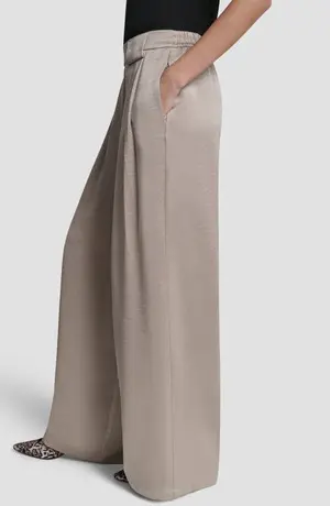 Dkny Pleated Wide-leg Satin Pants