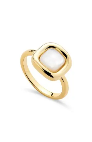ANA LUISA Clara Mother-of-pearl Statement Ring - Gold/white