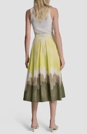 Dkny Ombré Pleated Cotton Poplin Midi Skirt